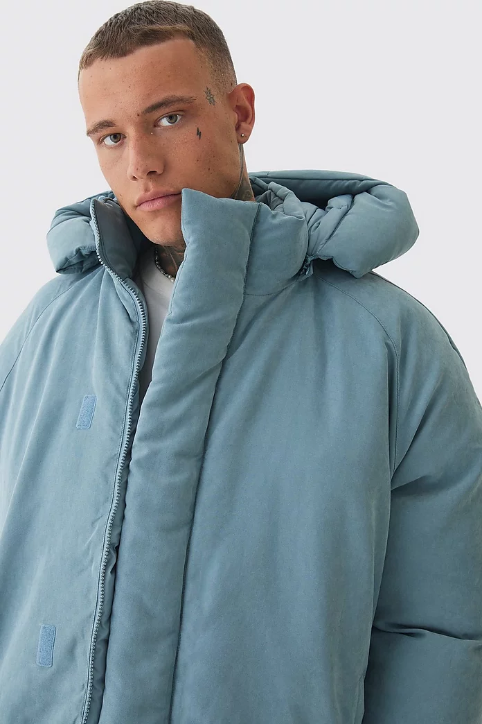 Tall Man Extreme Heavy Padded Hooded Puffer Coat In Dusty Tall Man Extreme Heavy Padded Hooded Puffer Coat In Dusty